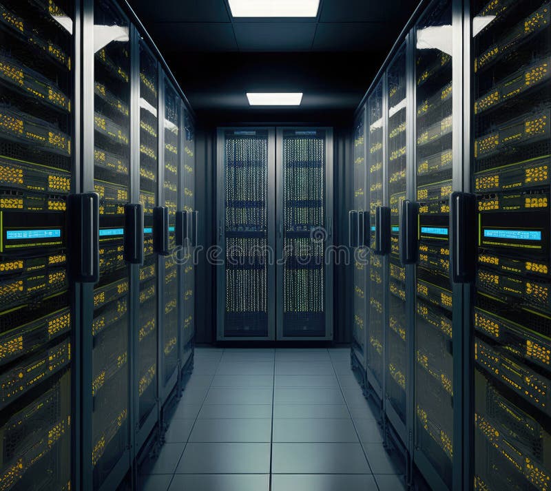 Working Data Center Full of Rack Lighting Servers. Dark Neon Glow ... Working Data Center Full of Rack Lighting Servers. Dark Neon Glow ...