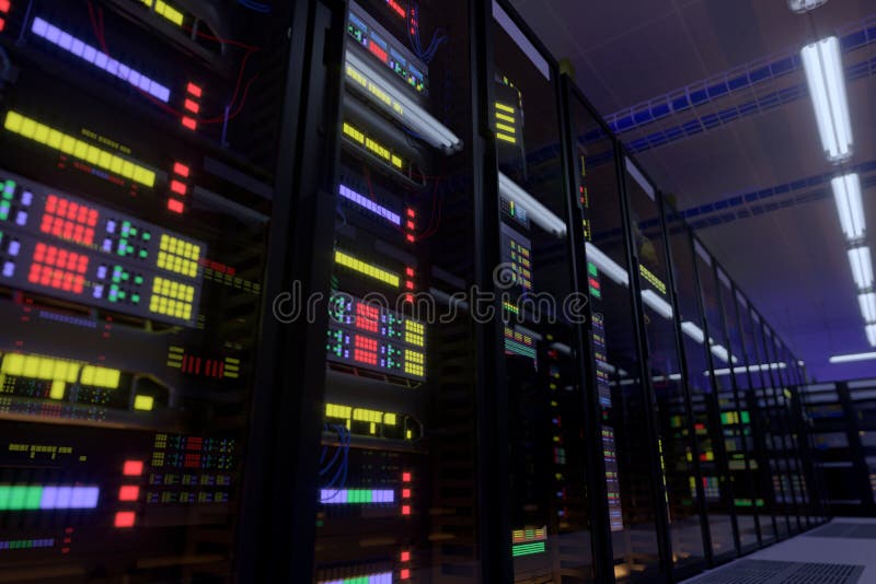 Working Data Center Interior. Stock Photo - Image of cluster, future ...