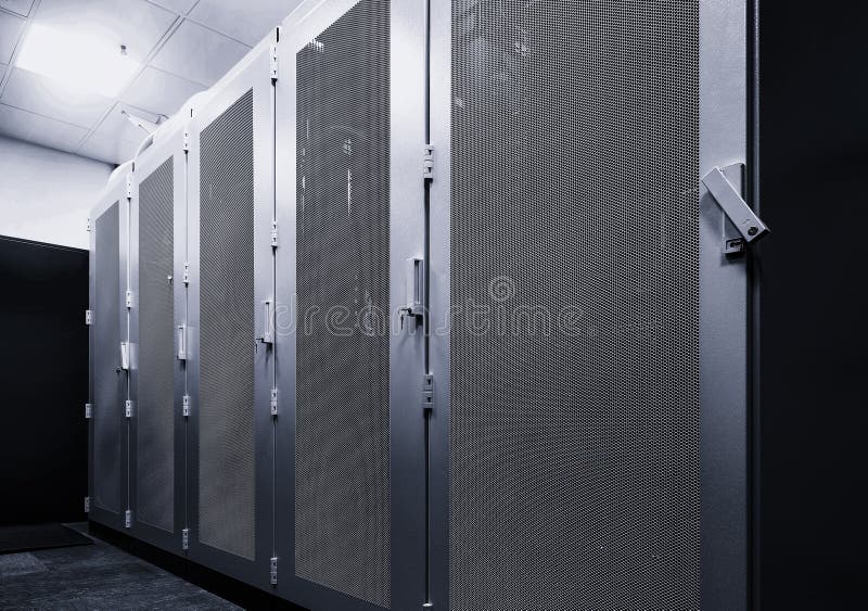 Working Data Center Interior. Concept of Hosting, Computer Cluster ...