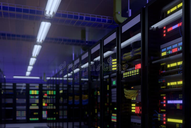 Working Data Center Interior. Stock Image - Image of interior, rack ...
