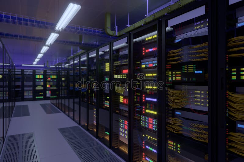 Working Data Center Interior. Stock Photo - Image of hardware ...