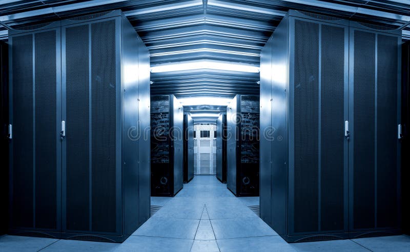 Working Data Center with Parallel Rows of Rack Servers Stock Photo ...