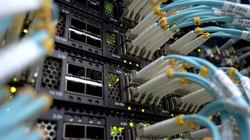 Working Data Optical Servers with Flashing LED Lights. Stock Footage ...