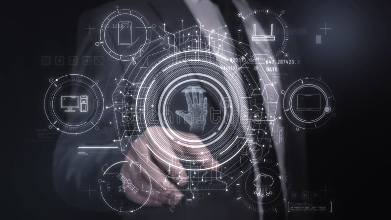 A Man Runs a Data Protection System on a Holographic Panel. Stock Video - Video of scheme ...