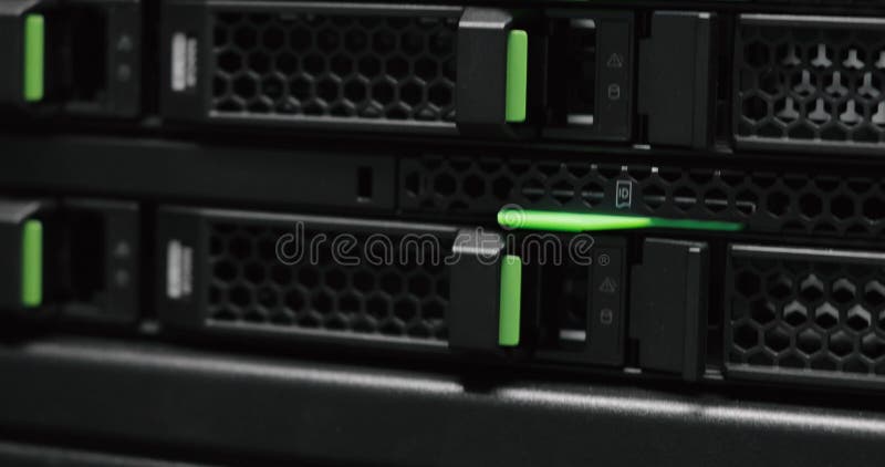 Server Rack Cluster in a Data Center. Supercomputer. Network Servers in ...