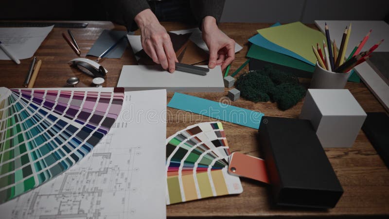 Working in a Design Studio. Interior Designers are Working with Various ...