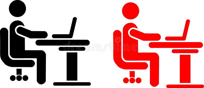 Working Desk Icon Set, Office Worker Vector Icon Set Stock Illustration ...