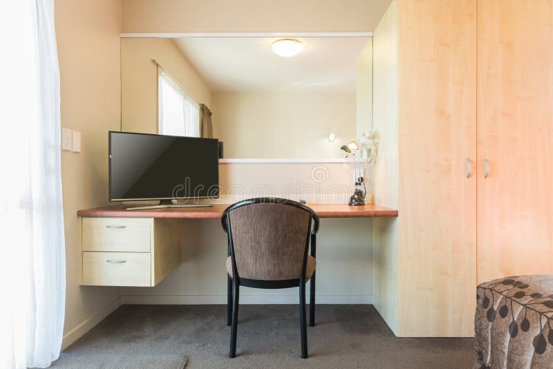 Working Desk with Television Stock Photo - Image of armchair, light ...