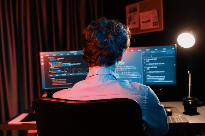 It Developer Creating Online Software Information Coding On Pc Screen 8045
