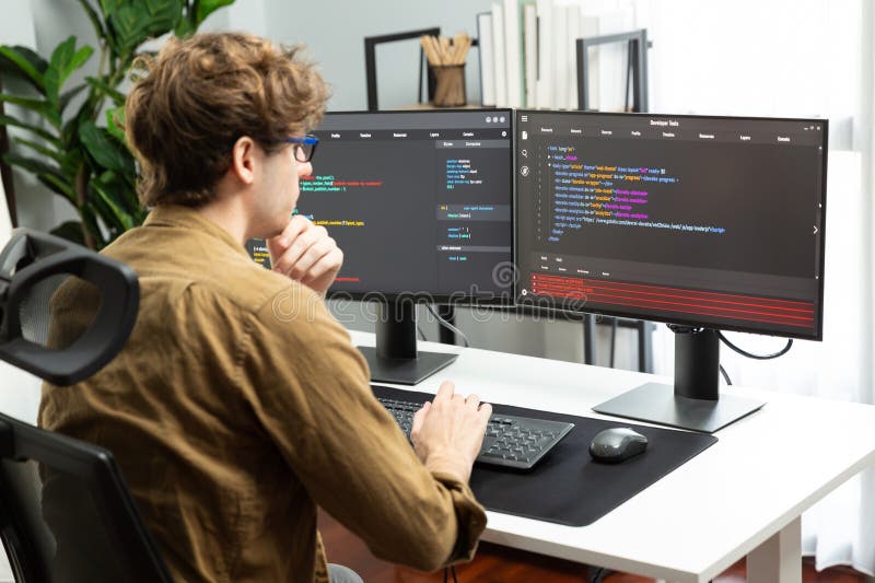 It Developer with Stressful Overworked in Creating Online Software Code ...