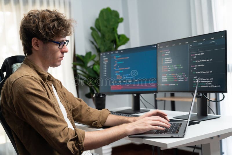 It Developer with Stressful Overworked in Creating Online Software Code ...