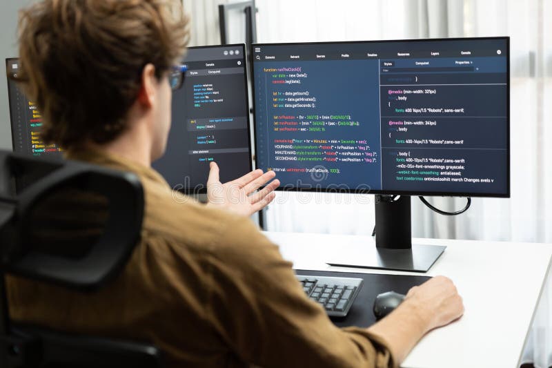 It Developer With Stressful Overworked In Creating Online Software Code 8266