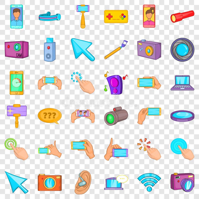 Working Device Icons Set, Cartoon Style Stock Vector - Illustration of ...