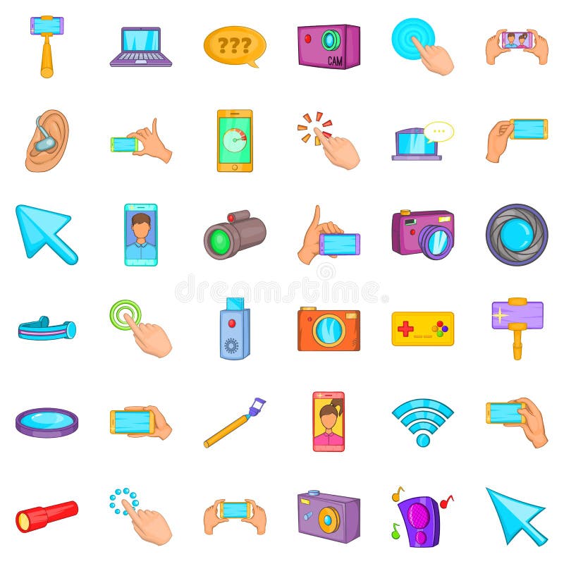 Working Device Icons Set, Cartoon Style Stock Vector - Illustration of ...