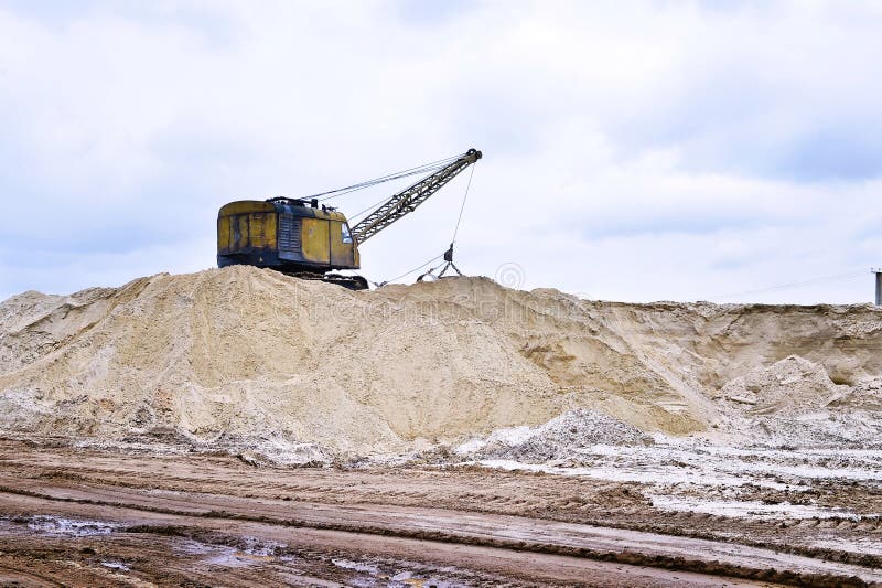 Working Digger in a Quarry Produces Sand Stock Image - Image of ...
