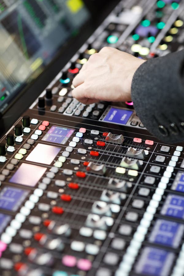 Working with Digital Audio Mixing Console Stock Photo - Image of ...