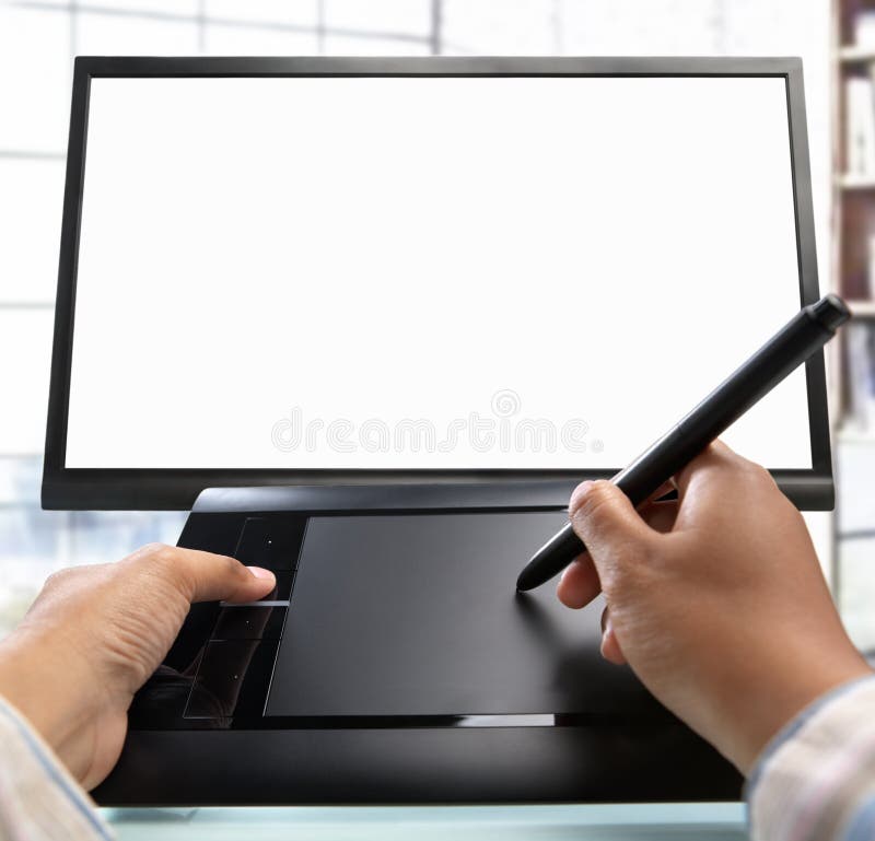 Graphic Designer Wotking Using Pen Tablet Stock Image - Image of focus ...