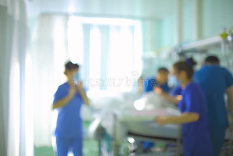Working Doctors in Hospital Ward, Unfocused Background Stock Image ...