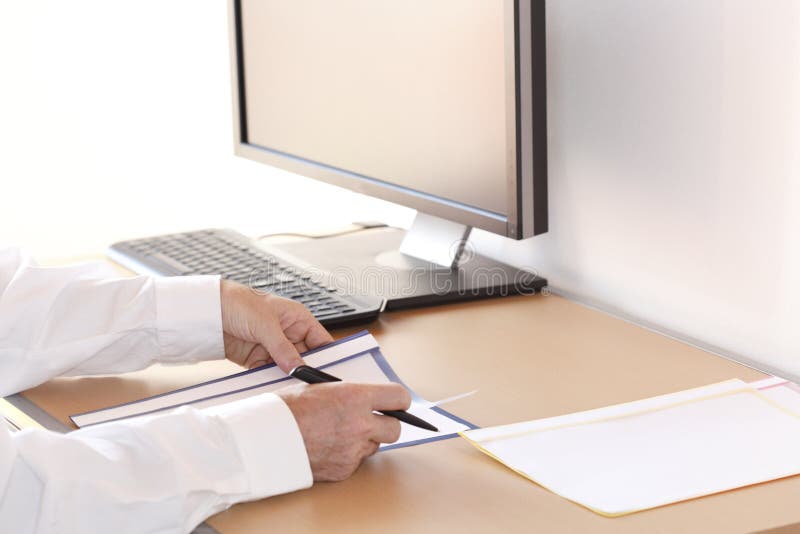 Working on documents stock image. Image of screen, documents - 33307117