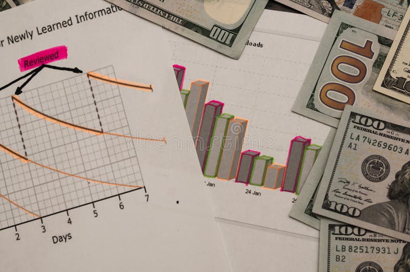 Working Documents and Financial Turnover, with US Dollars. Stock Image ...