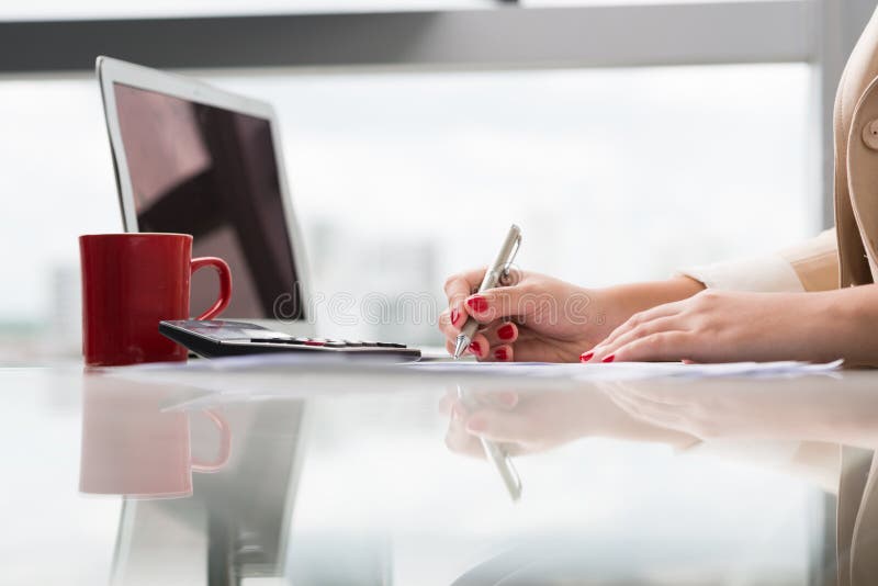 Working with documents stock image. Image of female, signing - 54061067
