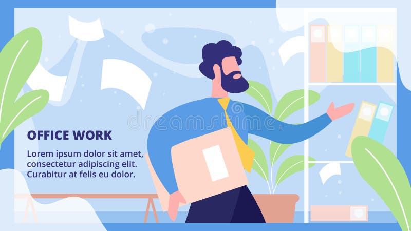 Working with Documents in Office Vector Poster Stock Vector ...