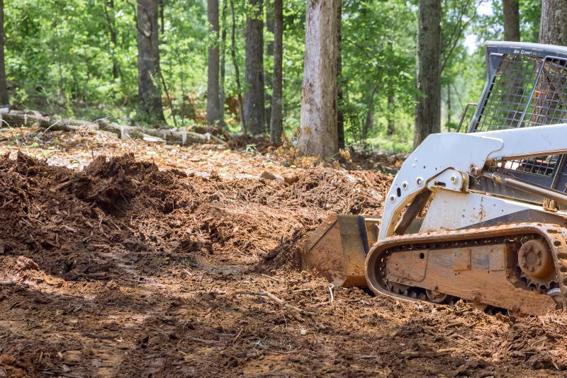 Bulldozer Mini Working with Earth, Moving Soil, Improving a Territory ...