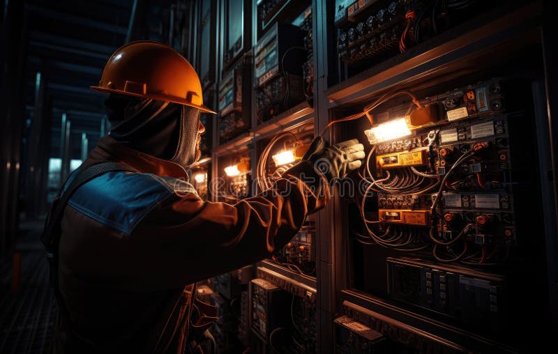 A Working Electrician at Work Stock Photo - Image of communication ...