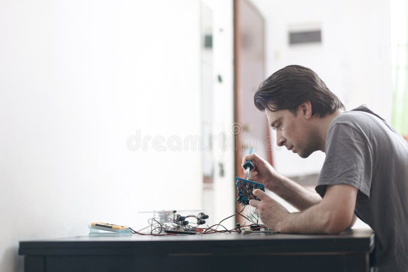 Working with Electronics Part Stock Image - Image of repair, analyze ...