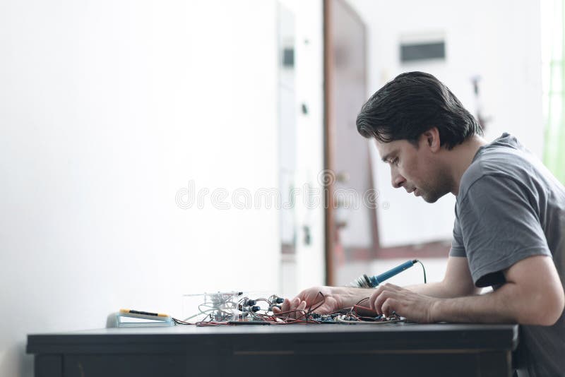 Working with Electronics Part Stock Image - Image of repair, analyze ...