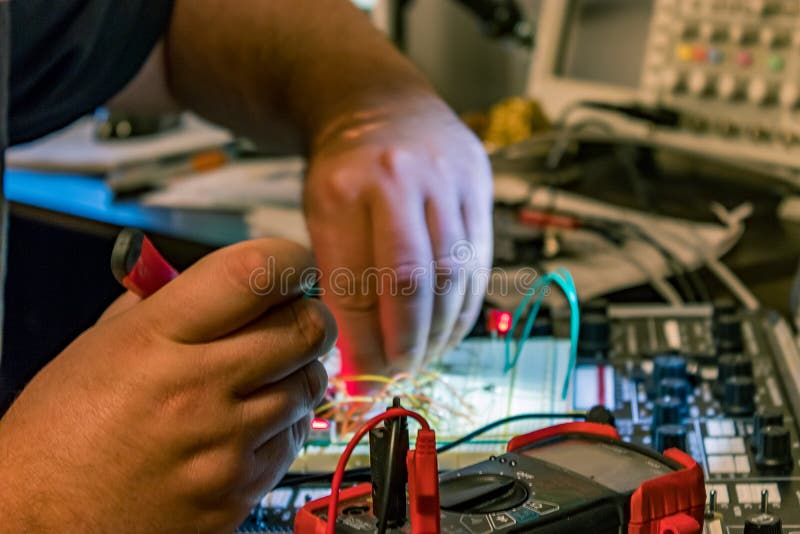 Working with Electronics and Wires Stock Photo - Image of engineer ...