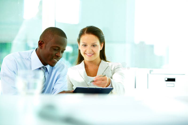 Working employees stock image. Image of pensive, brainstorming - 22272609