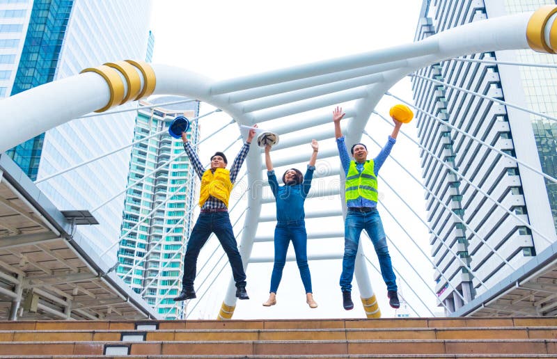 Working Engineer.they are Jump in To Sky and Smile Mean Teamwork and ...