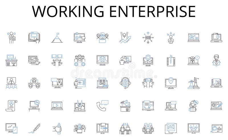 Working Enterprise Line Icons Collection. Design, Content, Navigation ...