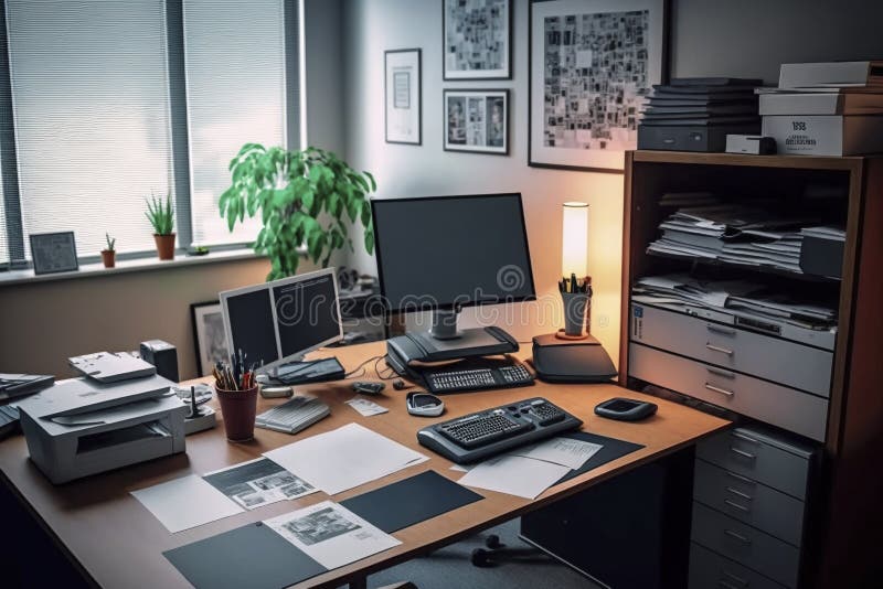 Working Environment Inside an Office Copy Room Stock Illustration ...