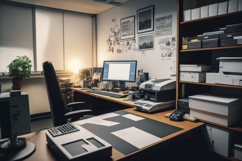 Working Environment Inside an Office Copy Room Stock Illustration ...