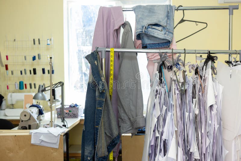 Working Environment in a Sewing Workshop with Patterns Stock Image ...