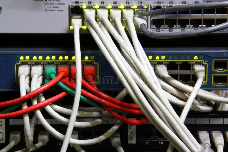 Working Ethernet Switch and Computer Stock Image - Image of business ...
