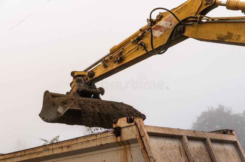 Working excavator. stock image. Image of road, machine - 100552433