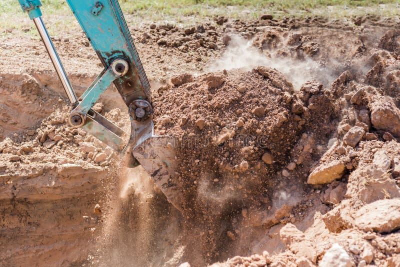 Working Excavator Tractor Digging a Trench. Stock Image - Image of ...