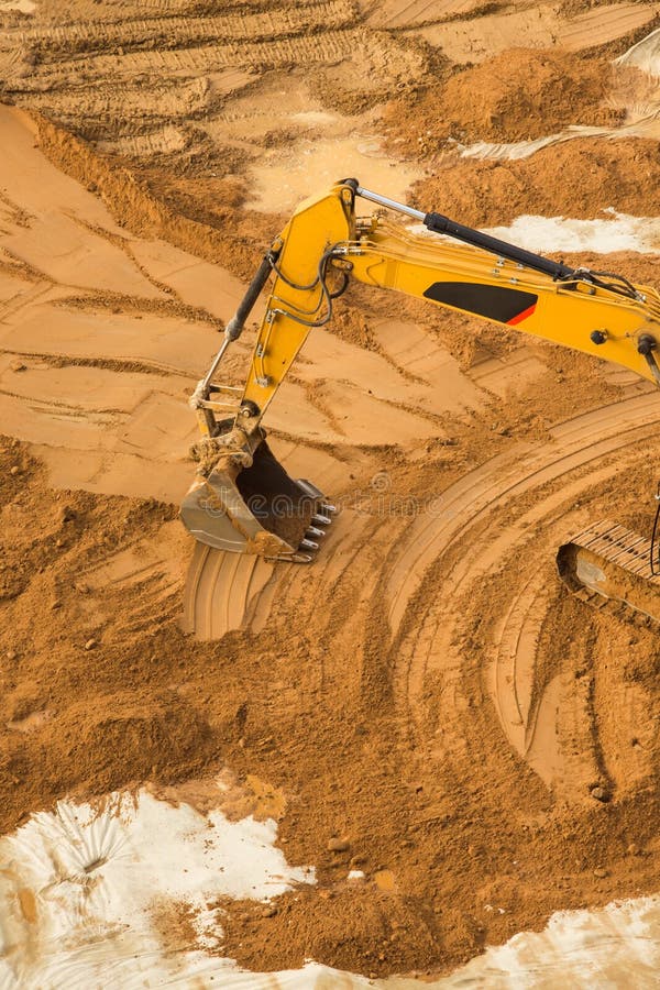 Working Excavator Tractor Digging a Trench. Stock Image - Image of ...