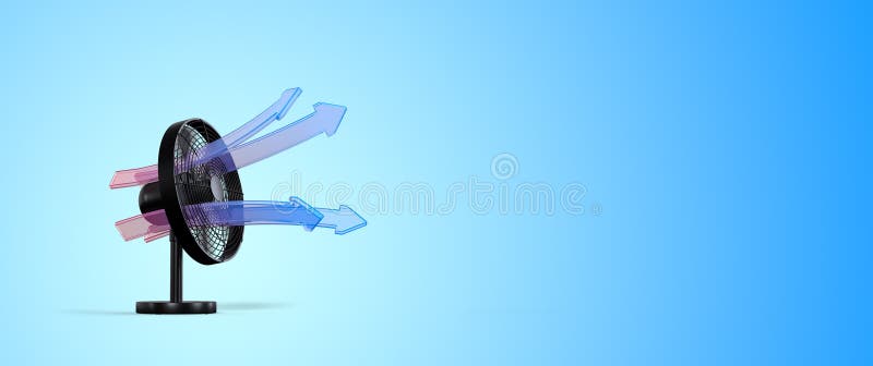 A Working Fan with Rotating Propeller and Airflow Represented by Arrows ...
