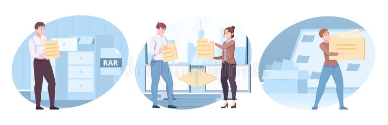 Working with Files Compositions Stock Vector - Illustration of sheet ...