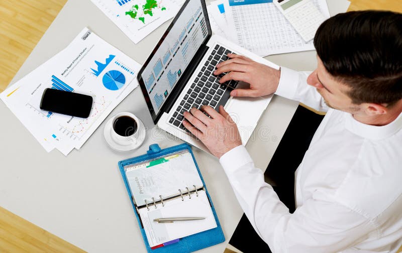 Working on finances stock photo. Image of chart, laptop - 113646914