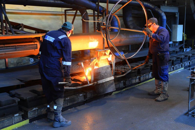 Men Working in the Foundry Hot Furnace Stock Image - Image of blast ...