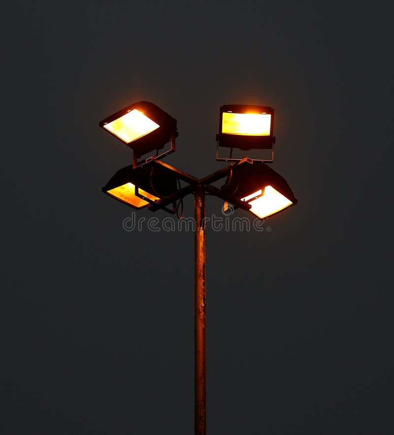 Working Four-lamp Electric Lamp Stock Photo - Image of flashlight ...