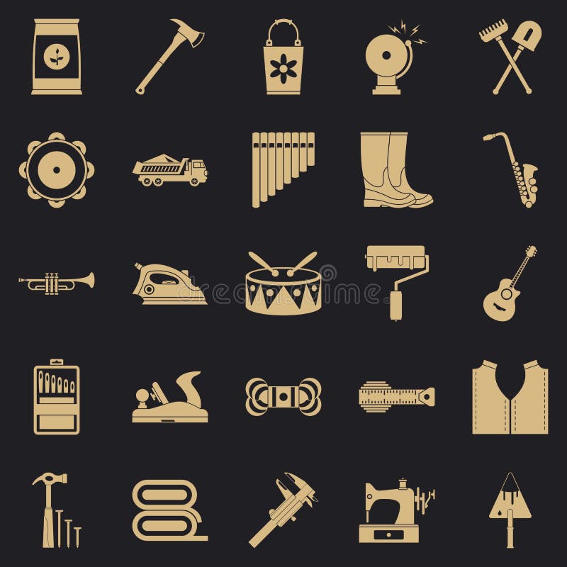 Working Gear Icons Set, Simple Style Stock Vector - Illustration of ...