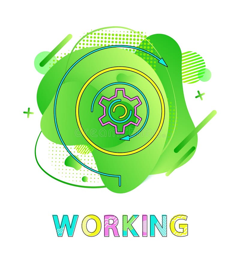 Working, Gear Wheel and Abstract Liquid Backdrop Stock Vector ...