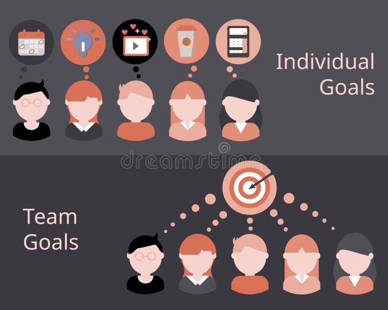 Individual Goals and Team Goals Vector Stock Vector - Illustration of ...
