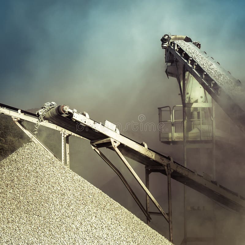 Working Gravel Crusher. Industrial Background Stock Image - Image of ...